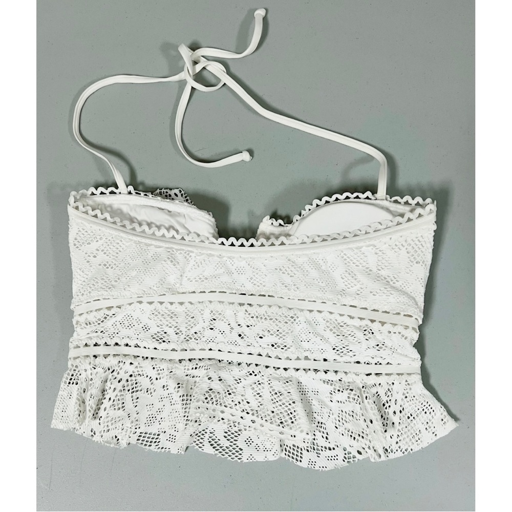 White Lace Halter Bikini Tankini Swim Top Bathing Sui… - Gem